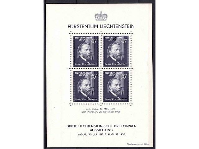 Lihtenštajn 1938 blok *