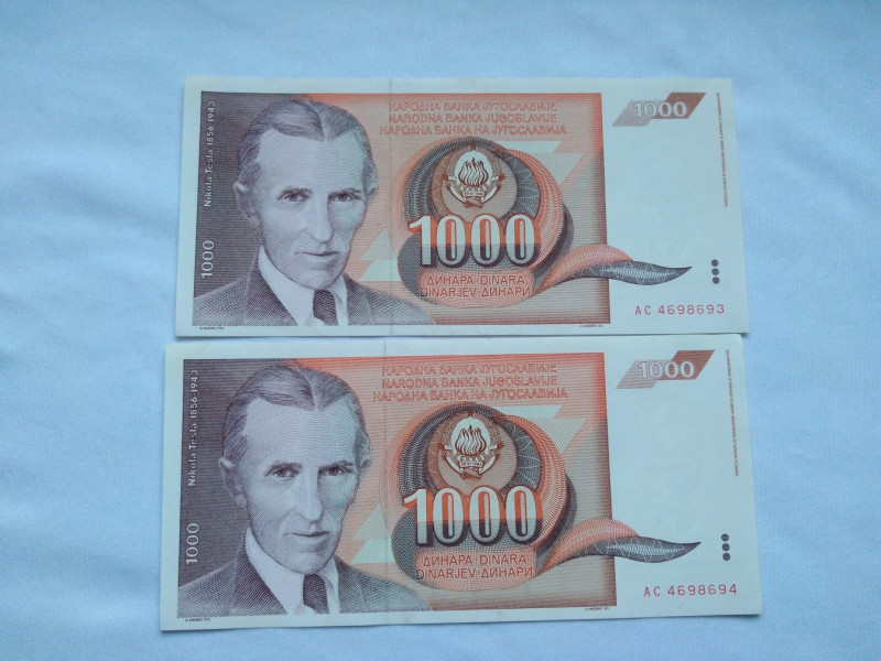 Jugoslavija 1.000 dinara,1990 god.UNC,vezani broj