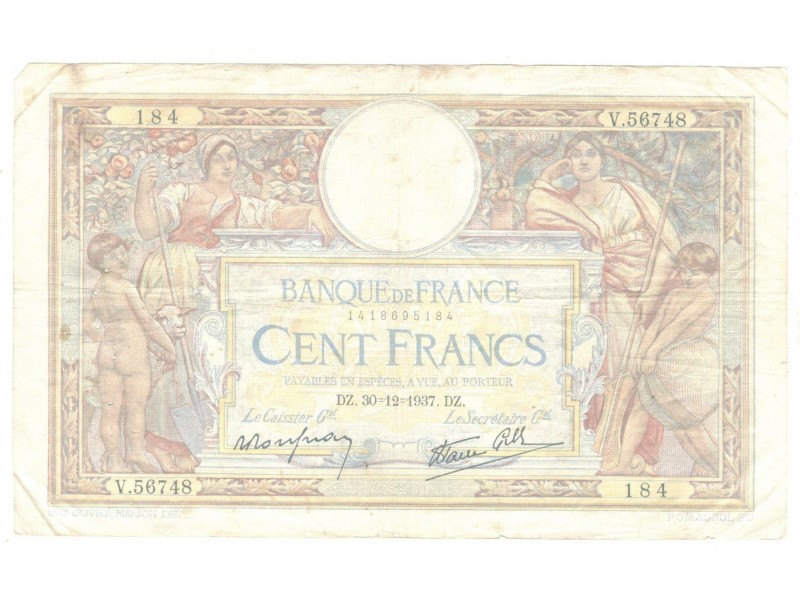 Francuska 100 francs 30.12.37.