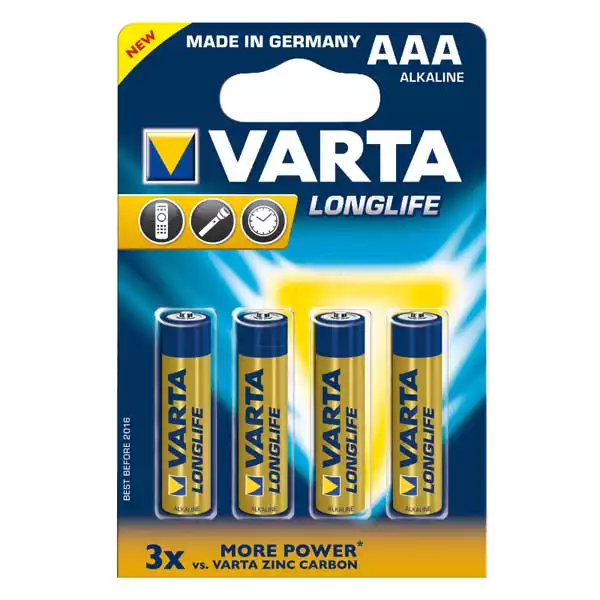 BATERIJA VARTA LR3 LONGLIFE AAA, NEPUNJIVA 1/4