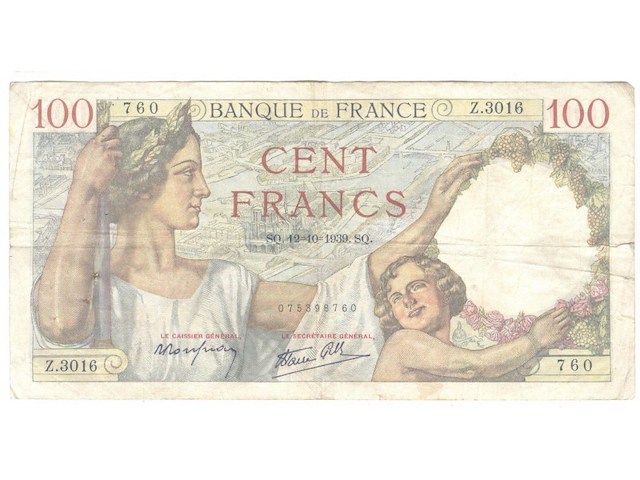 Francuska 100 francs 12.10.39.