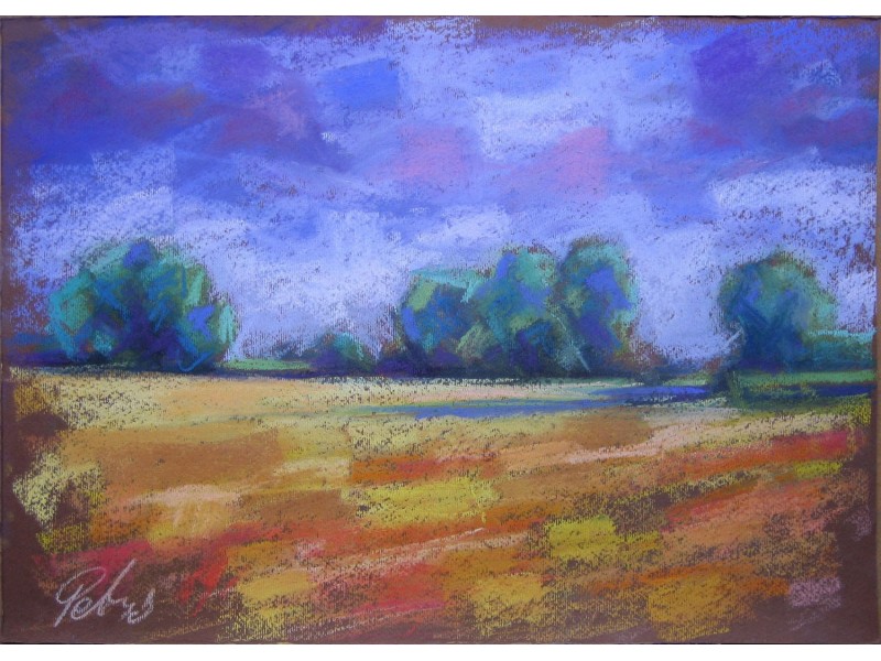 Žitno polje - pastel 25 x 35 cm.