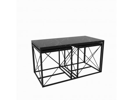 HANAH HOME Sto za dnevnu sobu Defne Black Marble (3 kom)