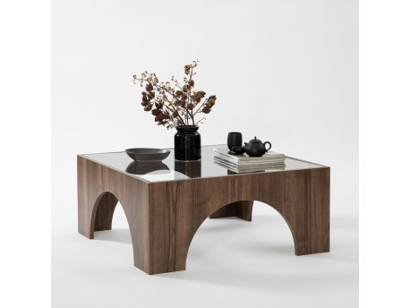 HANAH HOME Sto za dnevnu sobu Seine Transparent Walnut