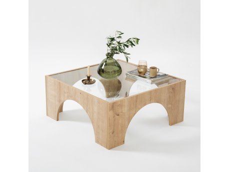 HANAH HOME Sto za dnevnu sobu Seine Oak Transparent