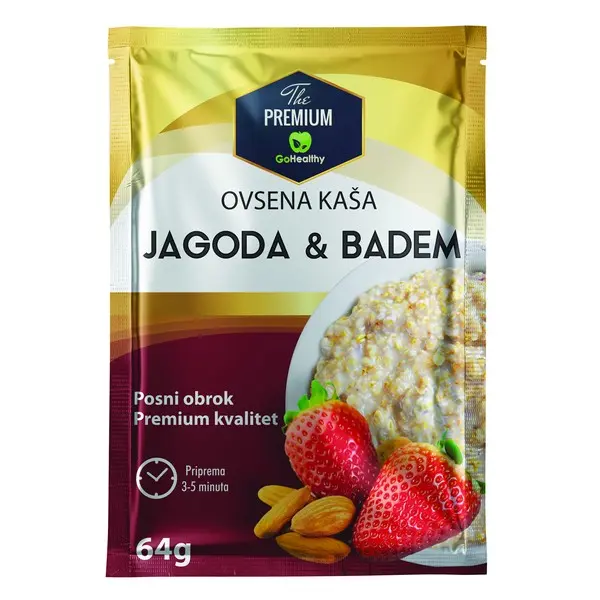 GO HEALTHY Premium ovsena kaša jagoda-badem 64g