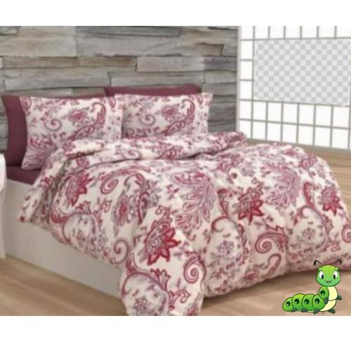 Posteljina za bračni krevet crveno-roze motiv