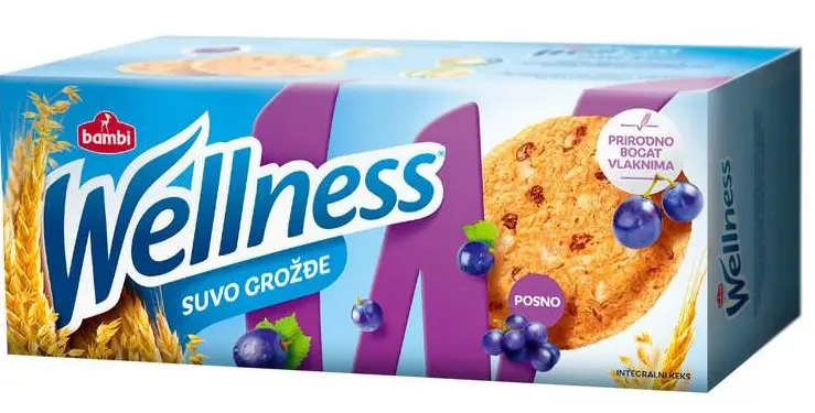 WELLNESS Integralni keks Suvo grožđe 210g