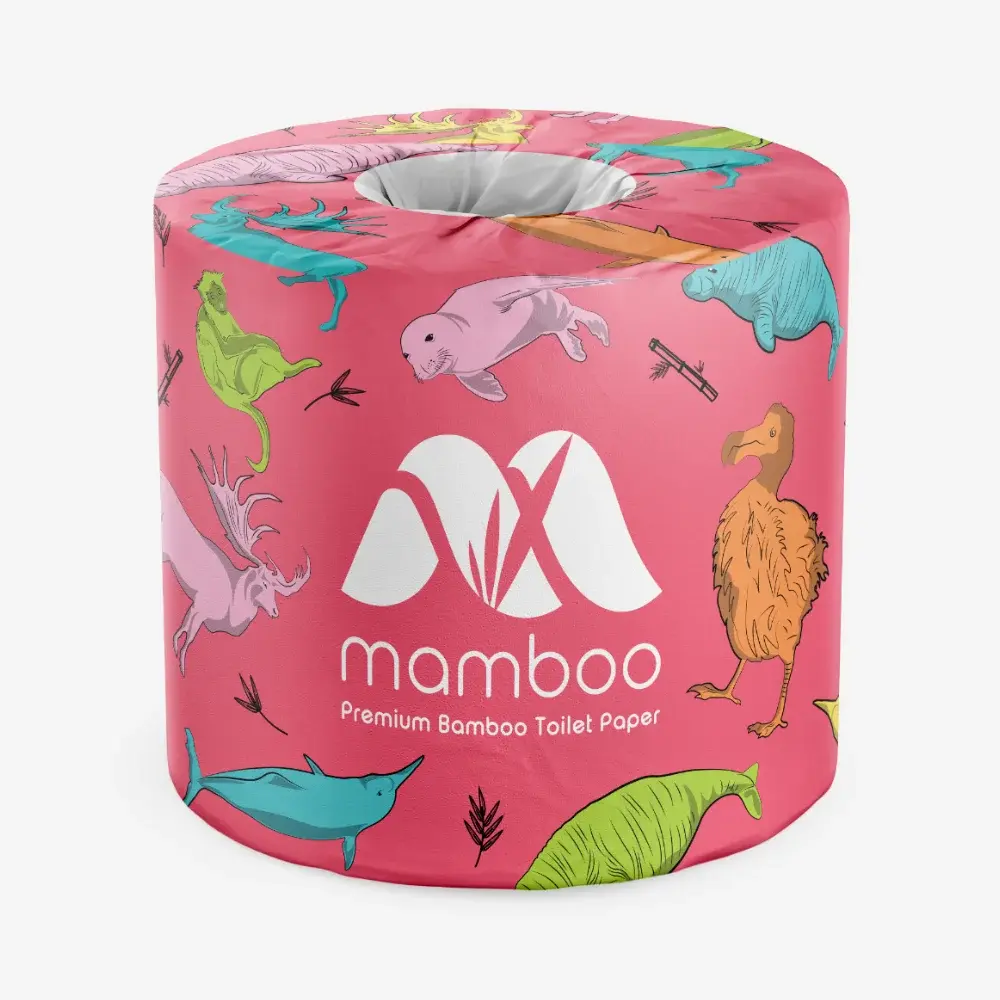 Mamboo Bambusov toalet papir, 3 sloja, 1 rolna, Roze