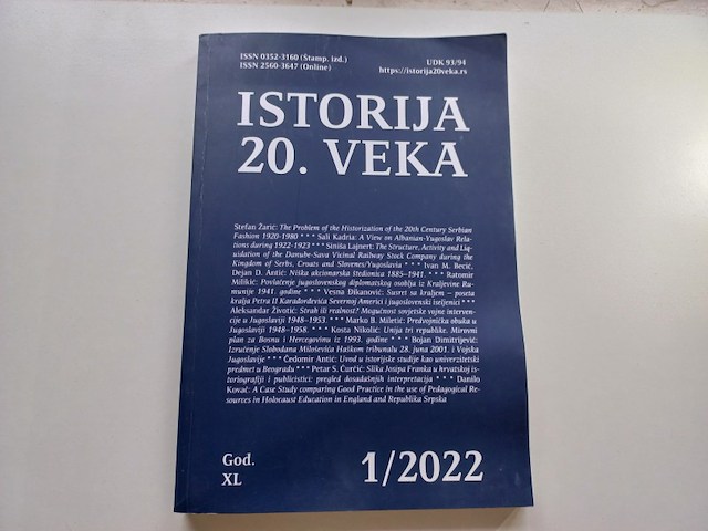 Istorija 20. veka  1/2022