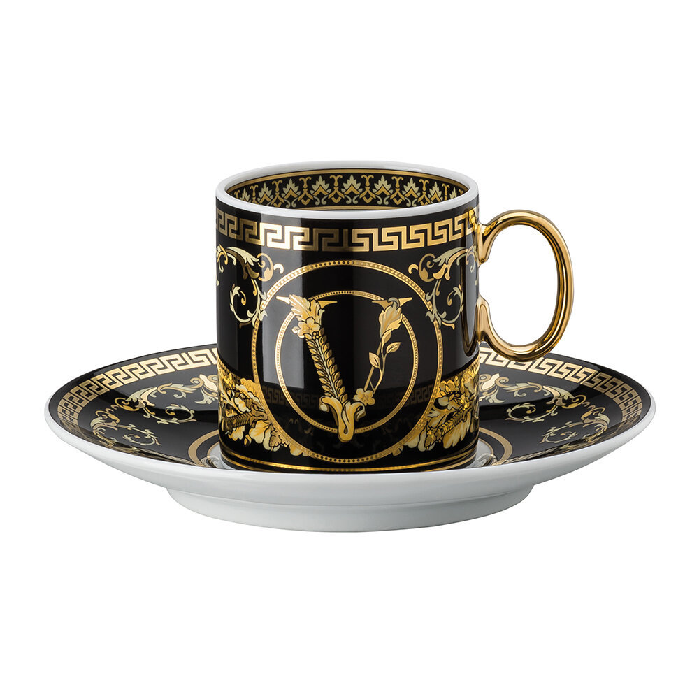 Versace Virtus Gala Espresso Cup & Saucer – Black – Šoljica za espreso