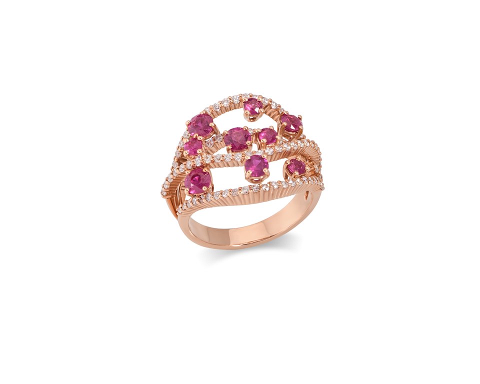 Dijamantski prsten sa rubinima ekskluzivnog dizajna