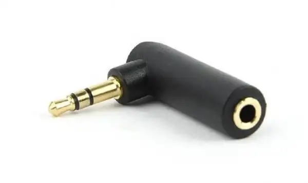 A-3.5M-3.5FL Gembird 3.5 mm stereo audio right angle adapter, 90