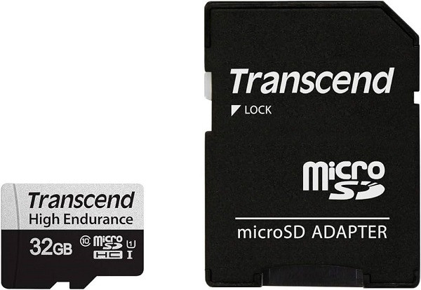 32GB microSD w/ adapter UHS-I U1 Class 10 High Endurance, Read/Write up to 100/40 MB/s ( TS32GUSD350V )