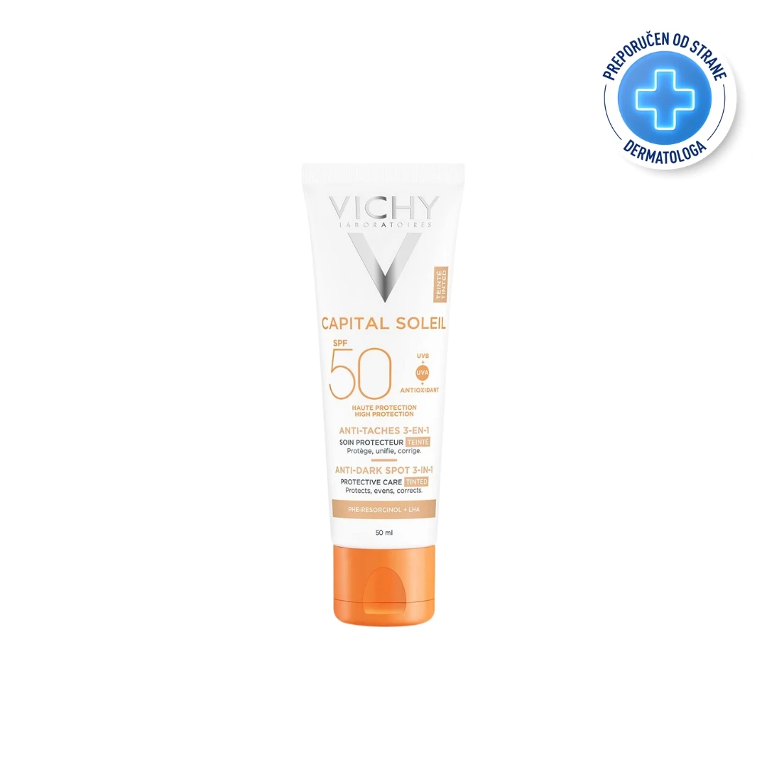 VICHY CAPITAL SOLEIL Tonirana Zaštitna Krema 3u1 SPF 50+ Protiv Tamnih Fleka i Hiperpigmentacija 50 mL