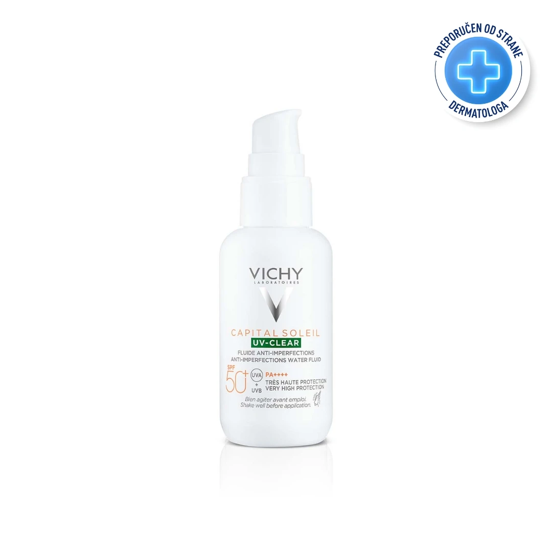 VICHY CAPITAL SOLEIL UV-CLEAR Fluid Protiv Nepravilnosti SPF50+ za Masnu Kožu Lica Sklonu Aknama 40 mL