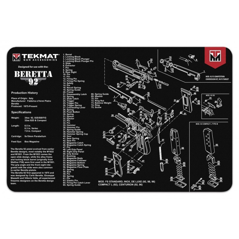 Podloga za čišćenje oružja Beretta 92 Tekmat