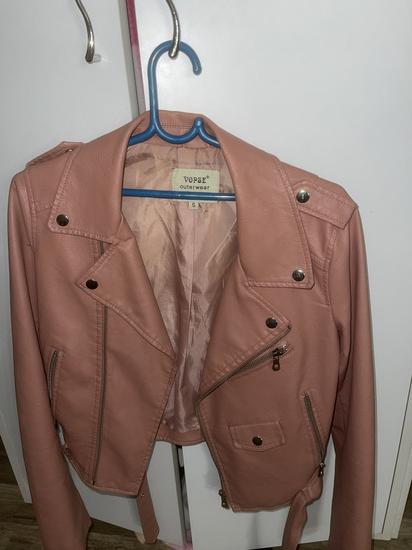 Pink kožna jakna