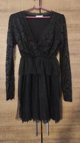 Crna gothic haljina sa čipkom i tilom