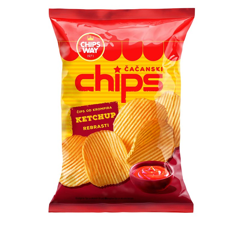 Chips way čips čačanski ketchup rebrasti 150g chips way