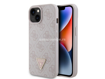 Gues maska za iPhone 15 leather 4G triangle strass pink ( GUHCP15SP4TDPP )
