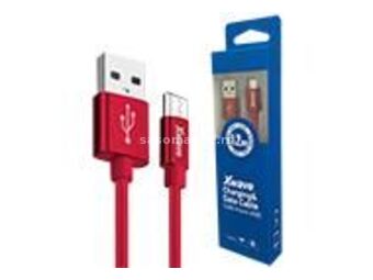 XWAVE Kabl USB2.0 na Micro USB 1.2M/2A/ aluminium/ upleten/ crvena