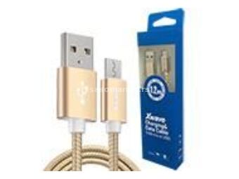 XWAVE Kabl USB2.0 na Micro USB 1.2 m/ 2A/ aluminium/ upleteni/ zlatna