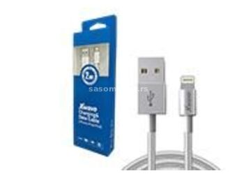 XWAVE Kabl USB IPHONE 2m 3A/lightning aluminium/ upleteni/ srebrna