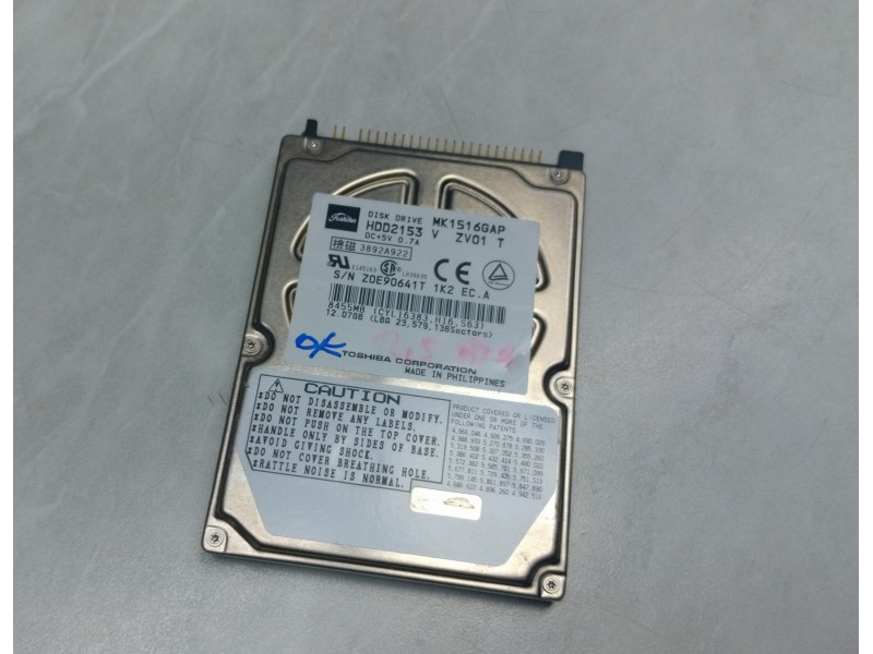 ATA hard 2,5 12 gb toshiba ispravan