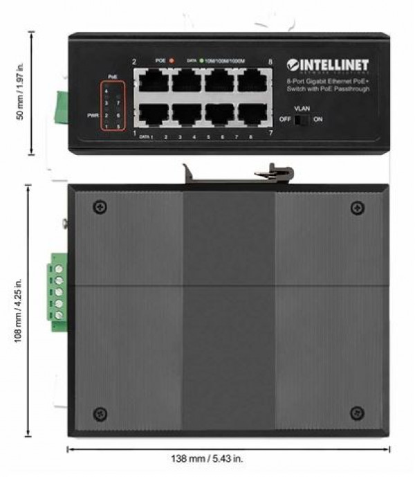INT 8-Port Gbps PoE+ Switch 561624