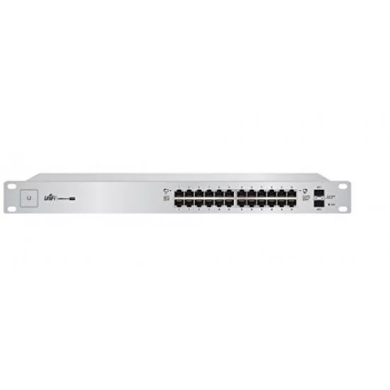 Ubiquiti UniFi Switch 24 is a fully managed Layer 2 switch with (24) Gigabit Ethernet ports and (2) Gigabit SFP ports for fiber connectivity