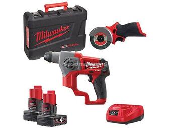 Milwaukee aku set - udarna buica + multi-alat za secenje + punjac + 2 baterije + kofer M12 FPP2...