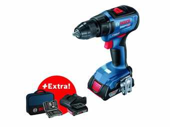 Bosch GSR 18V-50 + 43-delni set bitova + baterije 18V 2x2,0Ah + torba (06019H5004)