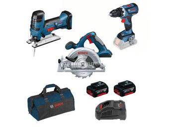 Set alata Bosch GSR 18V-60 C + Bosch GKS 18 V-LI + GST 18V-LI S; baterije 18V 2x5,0 Ah (0615990K1E)