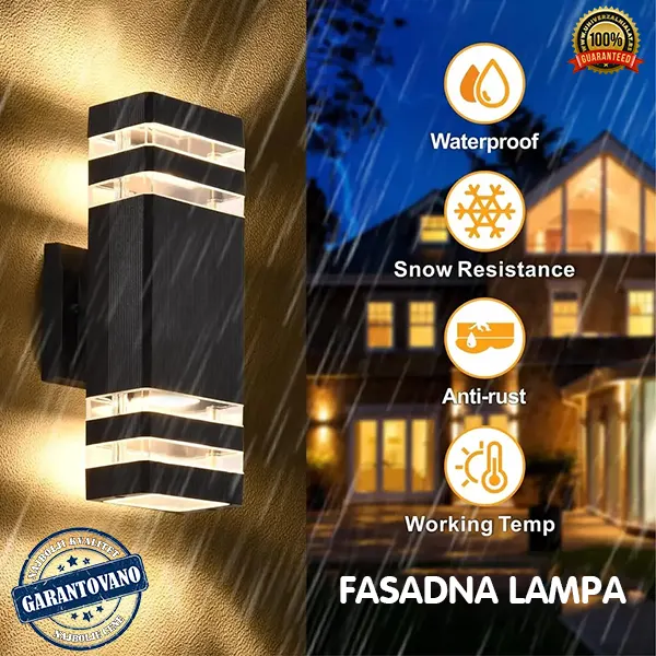 Fasadna Zidna Lampa Crna