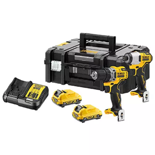 DeWalt DCK2110L2T, Set akumulatorskog alata, aku bušilica DCD701 + aku udarni odvrtač DCF801, 2×3.0Ah