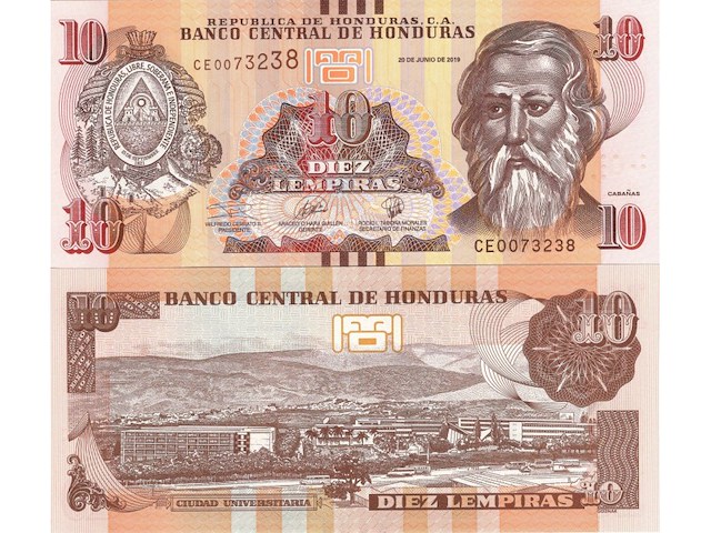 HONDURAS 10 Lempiras 2019 UNC, P-99