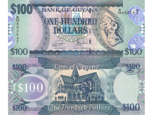 GUYANA 100 Dollars 2022 UNC, P-36