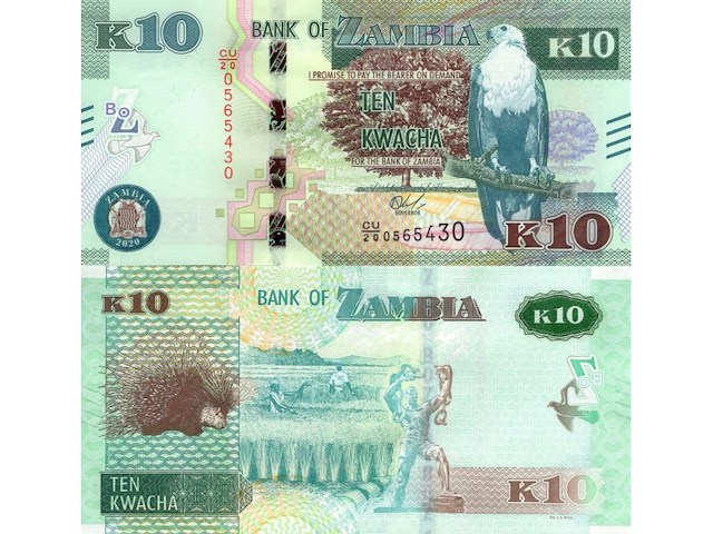 ZAMBIA 10 Kwacha 2020 UNC, P-58