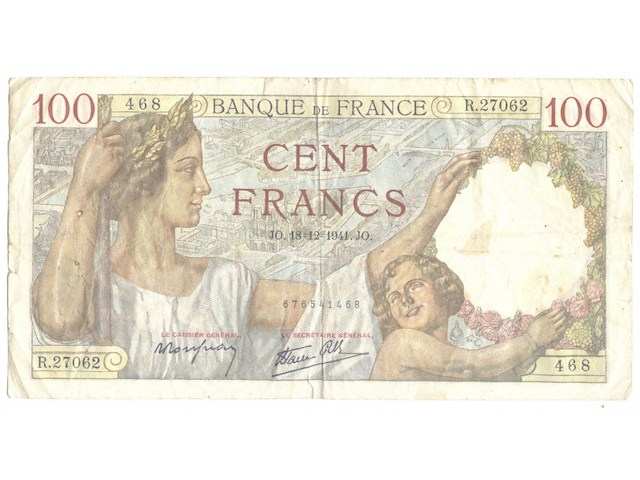 Francuska 100 francs 18.12.1941.