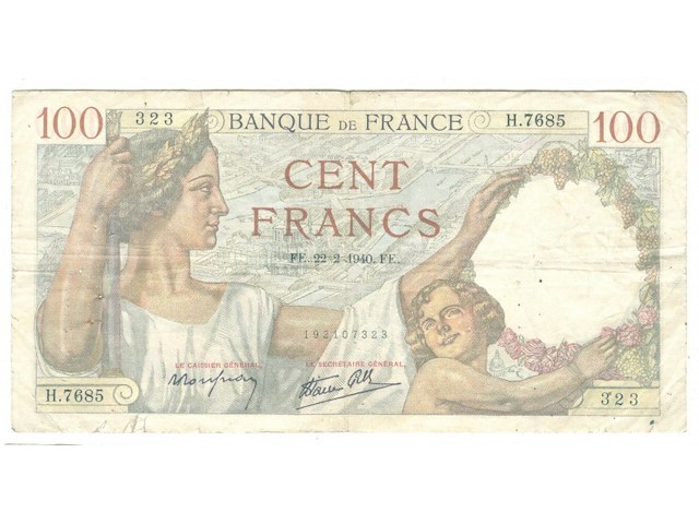 Francuska 100 francs 22.02.1940.