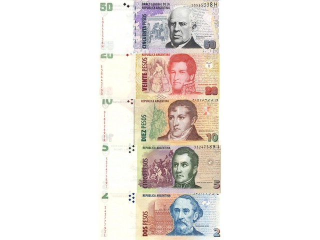 ARGENTINA 2, 5, 10, 20 i 50 Pesos 2003 (2018) UNC