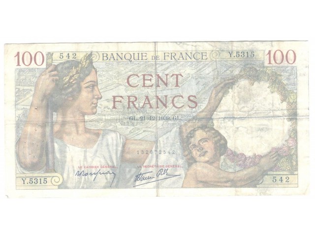 Francuska 100 francs 21.12.1939.