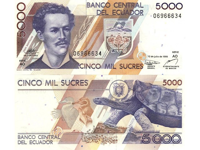 ECUADOR Ekvador 5.000 Sucres 1999 UNC, P-128