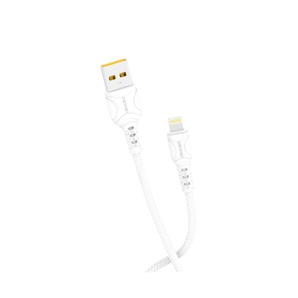 DENMEN Kabl D08L Lightning USB data kabl 3,6A 1m, bela