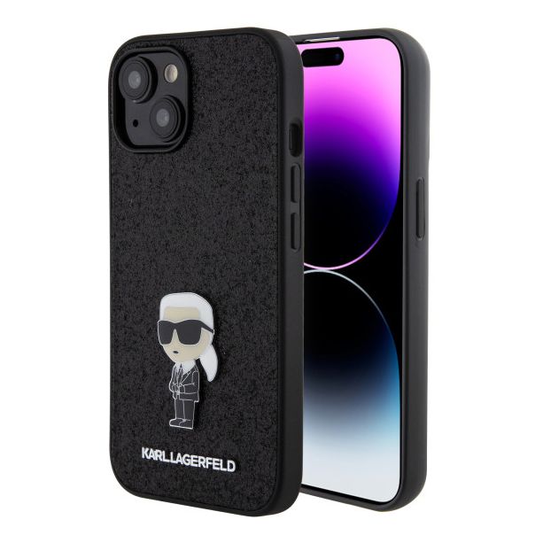 LICENSED KARL LAGERFELD maska za iPhone 15 IKONIK, crna