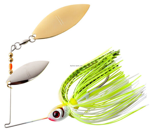 Booyah BYBW12646 Double Willow Blade Spinnerbait, 1/2 oz Chartreuse White Shad