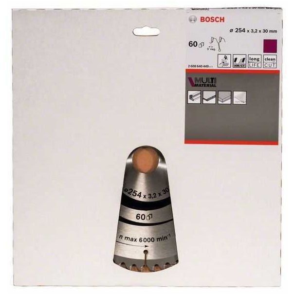 BOSCH List kružne testere Multi Material 254 x 30 x 3,2 mm; 60 2608640449, 254 x 30 x 3,2 mm; 60