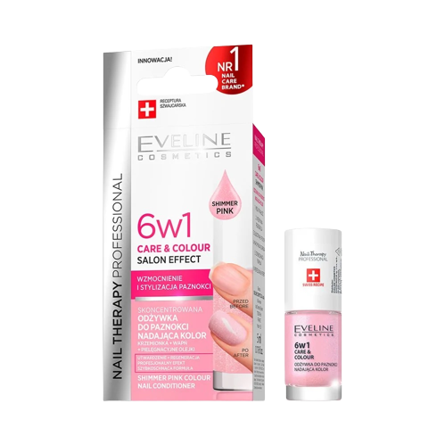 EVELINE - NAIL THERAPY PROFESSIONAL 6IN1 CARE & COLOUR PINK PEARLS 5ml