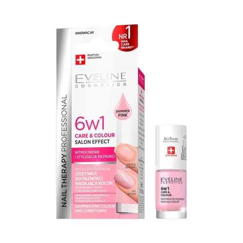 EVELINE - NAIL THERAPY PROFESSIONAL 6IN1 CARE & COLOUR PINK PEARLS 5ml